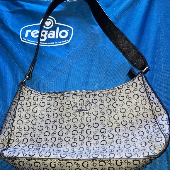 Guess | Bags | Guess Monogram Black And Gray Shoulder Bag | Poshmark